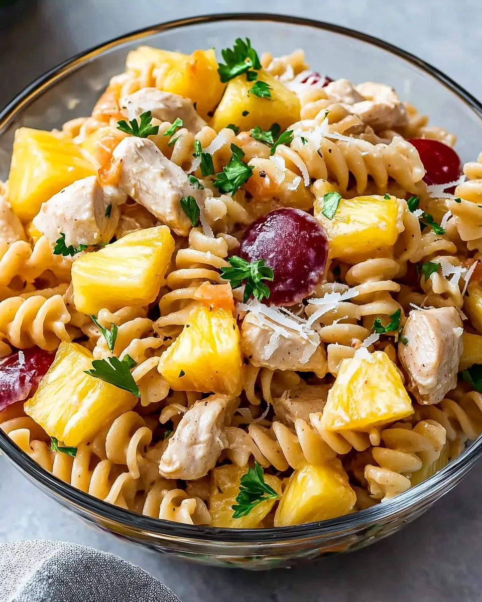 Piña Colada Chicken Pasta Salad: A Zesty Tropical Escape - Cook Ease Now